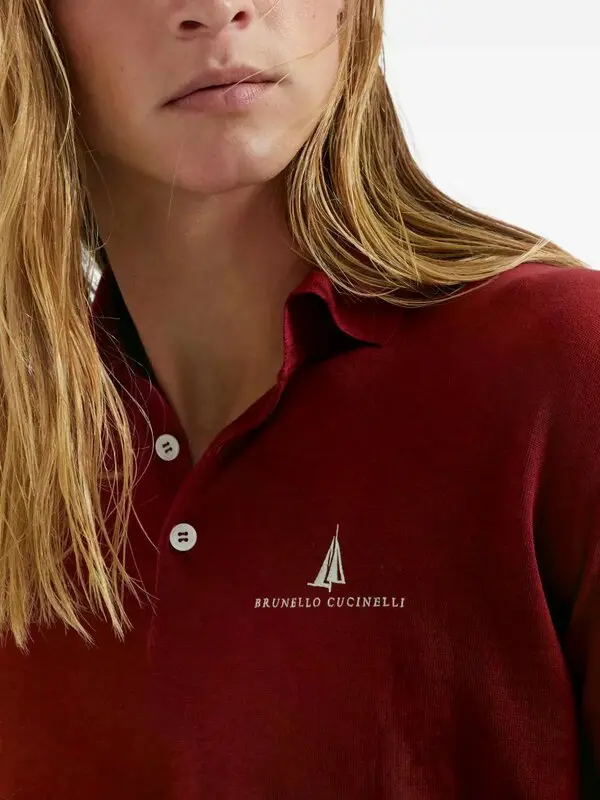 Brunello Cucinelli Logo-print Polo Shirt - Red