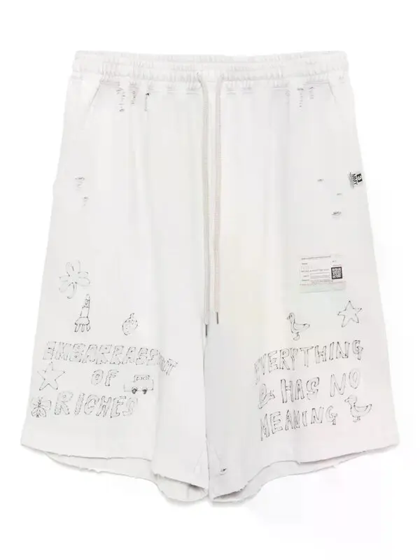 Mihara Yasuhiro Bleached Graffiti-print Shorts - Pink