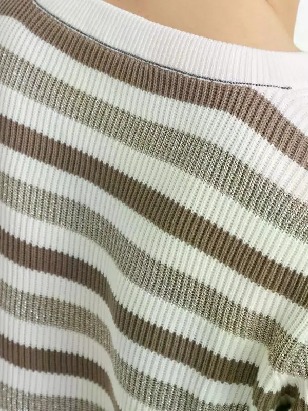 Brunello Cucinelli Striped Cotton Jumper - Neutrals