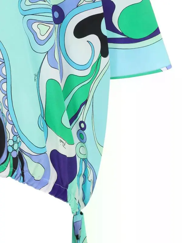 Emilio Pucci Orchidee-print Silk Blouse - Green