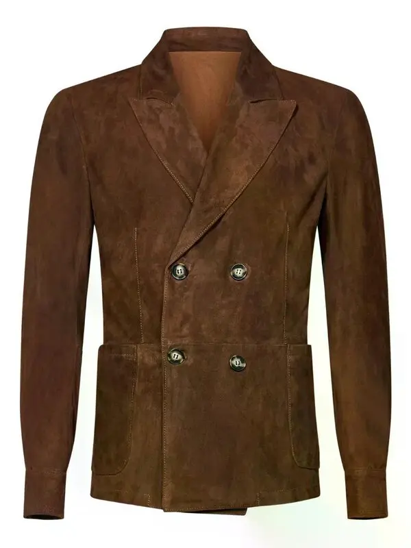 FRANZESE COLLECTION Suede Double-breasted Blazer