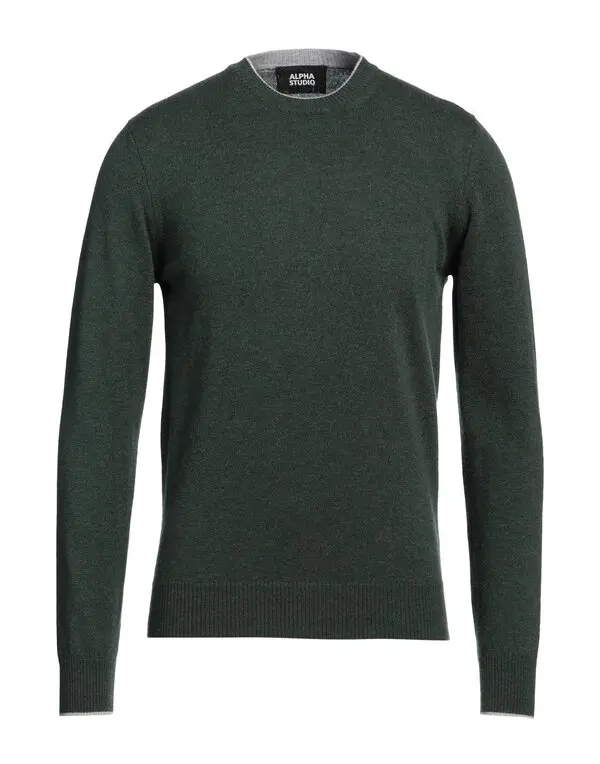 Alpha Studio Geelong Wool Crewneck Sweater - Green