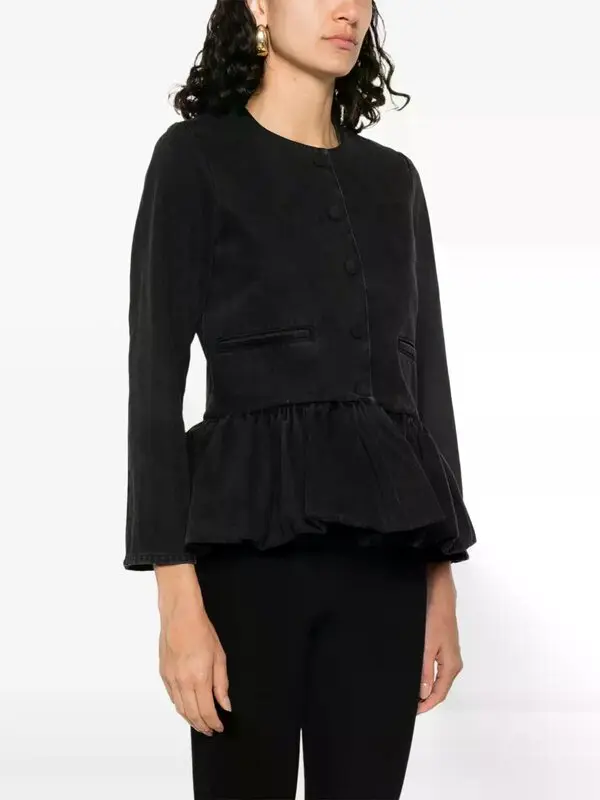 LIBEROWE Denim Peplum Jacket - Black