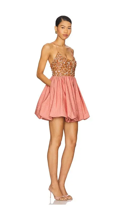 Alice + Olivia Nessa Sequined Empire Dress - Dusty Rose - 65% Off