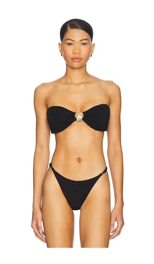 LA PORTE Shelley Bandeau Bikini Top - Jet Black