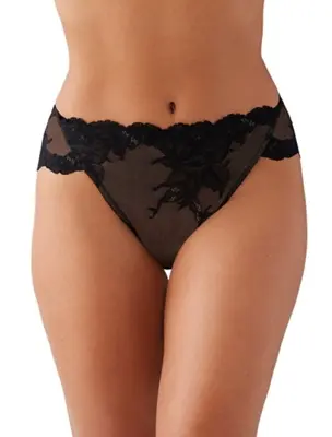 Wacoal Hi-cut Brief With Floral Lace - Black
