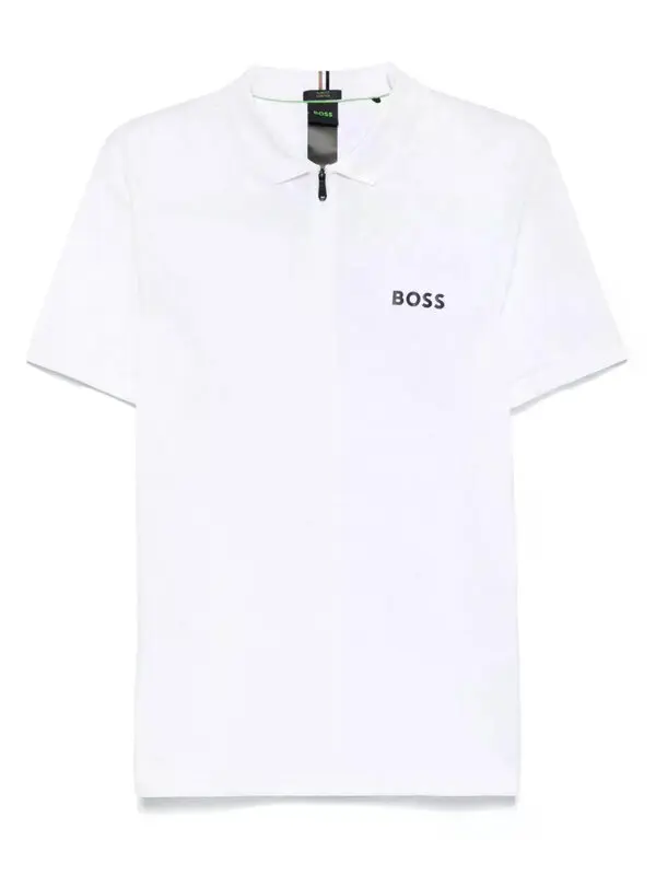 BOSS Monogram-jacquard Polo Shirt - White