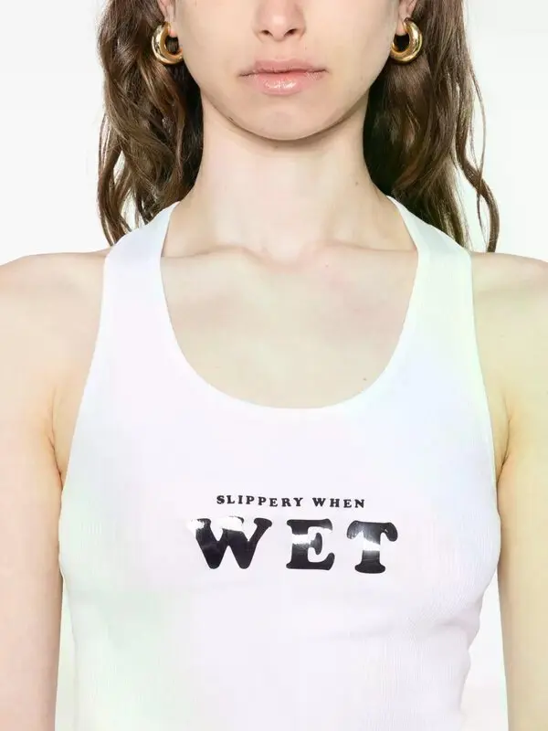 Stella McCartney Rubberised Slogan-print Tank Top - White