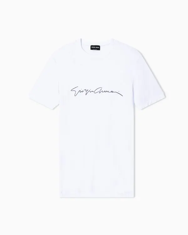 Giorgio Armani Asv Stretch-viscose T-shirt With Signature Logo - White