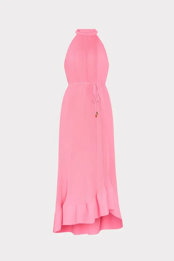 MILLY Nalani Pleated Midi Dress - Pink