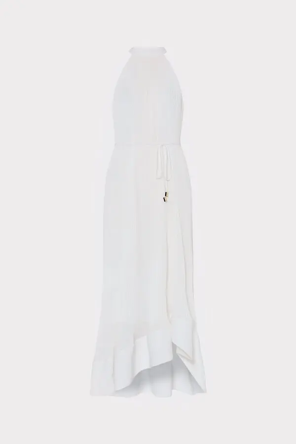 MILLY Nalani Pleated Midi Dress - White