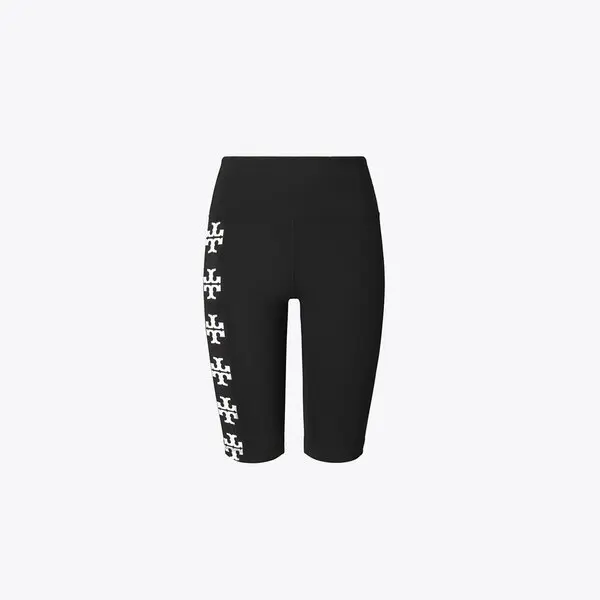 Tory Burch Compression Logo Bike Short - Black T Logo Row