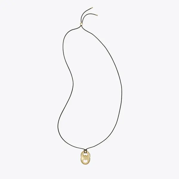 Tory Burch Gemini Pendant Necklace - Light Brass/black