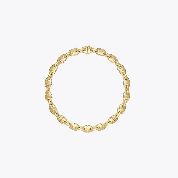 Tory Burch Gemini Link Chain Necklace - Light Brass