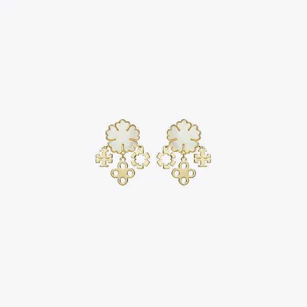 Tory Burch Forget Me Not Cluster Earrings - Tory Gold/mother Of Pearl