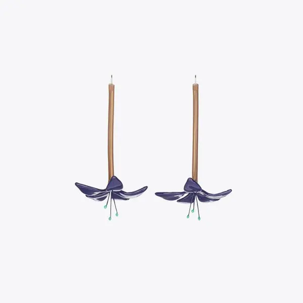 Tory Burch Curiosity Flower Drop Earrings - Navy