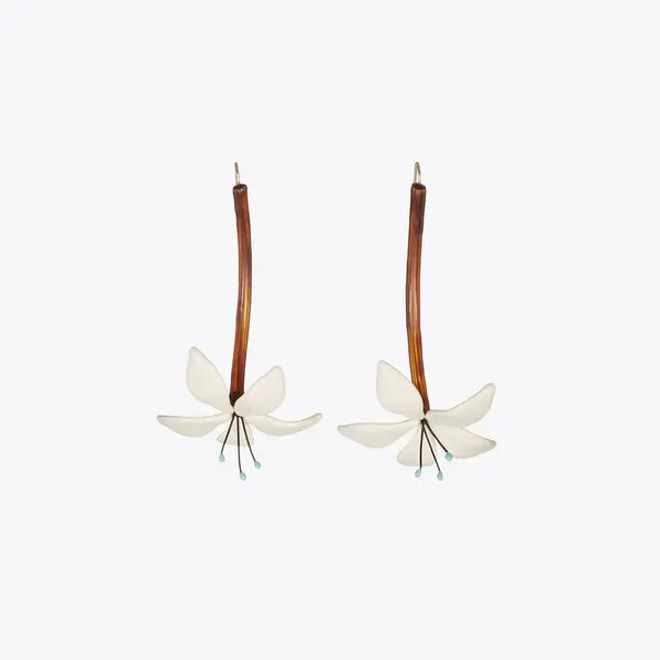 Tory Burch Curiosity Flower Drop Earrings - Tortoise
