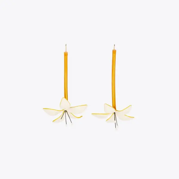 Tory Burch Curiosity Flower Drop Earrings - White