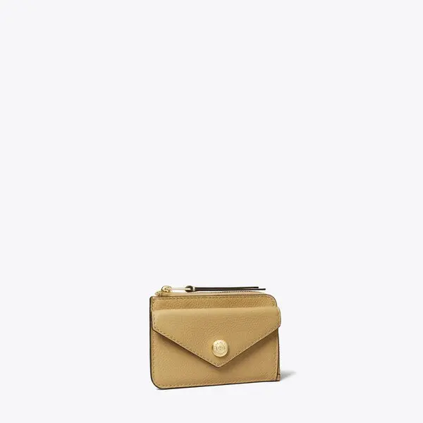 Tory Burch Pebble Envelope Zip Card Case - Biscotti