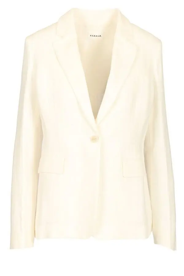 P.A.R.O.S.H Collared Linen Jacket In White - 54% Off
