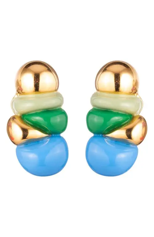 STERLING KING Bellmer Ball Enamel Drop Earrings - Gold/ Blue/ Green