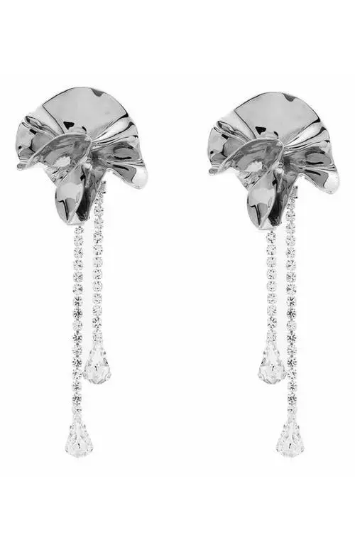 STERLING KING Sylvia Crystal Drop Earrings - Silver