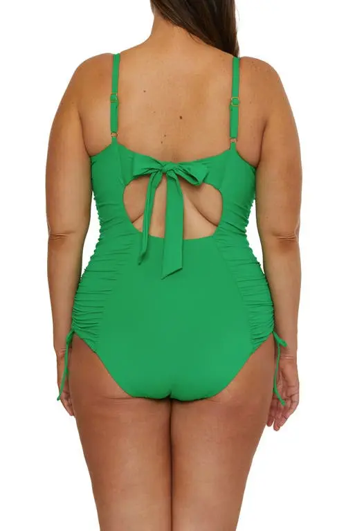 BECCA By Rebecca Virtue Shirred One-piece Swimsuit - Emerald