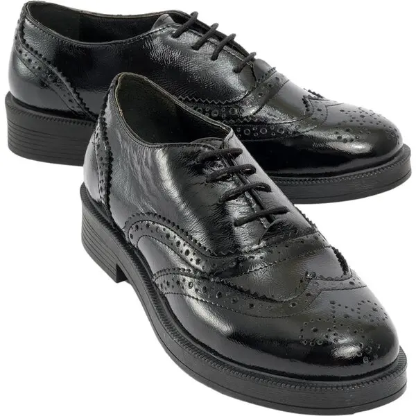 FOREVER & ALWAYS SHOES Avra Leather Oxford - Black Patent Leather