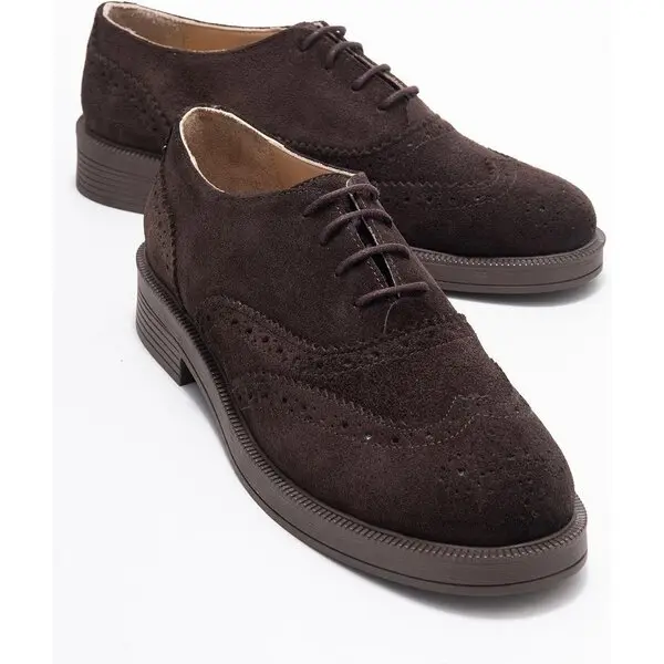 FOREVER & ALWAYS SHOES Avra Leather Oxford - Brown Suede