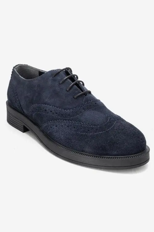 FOREVER & ALWAYS SHOES Avra Leather Oxford - Navy Suede Leather