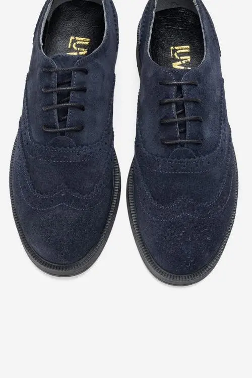 FOREVER & ALWAYS SHOES Avra Leather Oxford - Navy Suede Leather