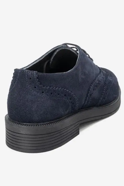 FOREVER & ALWAYS SHOES Avra Leather Oxford - Navy Suede Leather