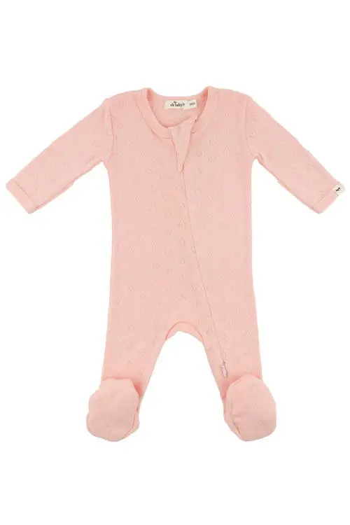OH BABY! Hearts Pointelle Footie - Pink