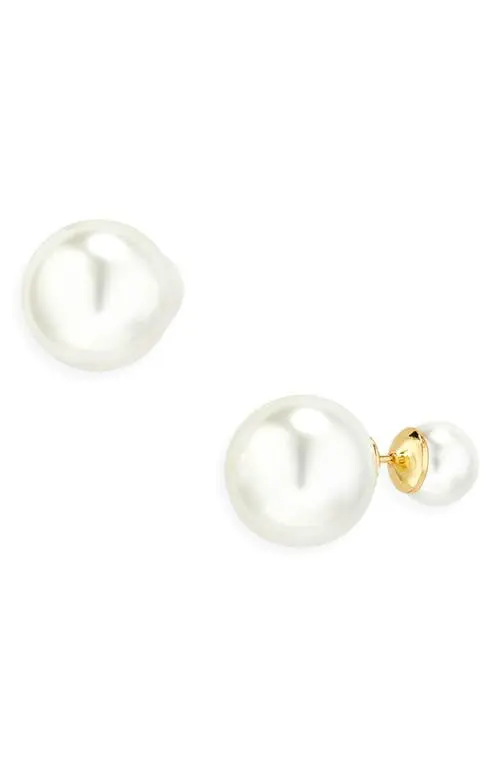 Shashi Double Stud Earrings - Pearl