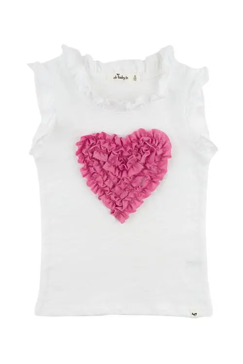 OH BABY! Ruffle Heart Tank - Oyster