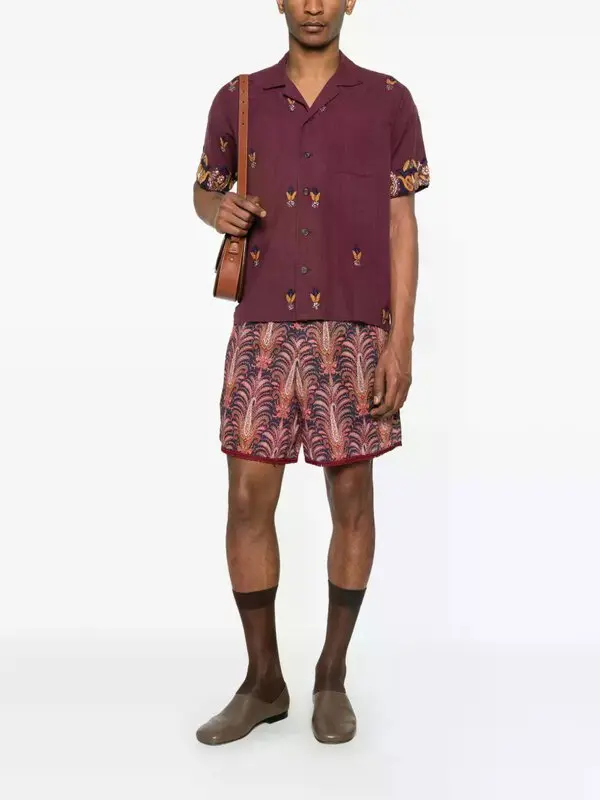 Valentino Garavani Voyage Imaginaire Print Cotton Muslin Bermuda Shorts With Passementerie Trims