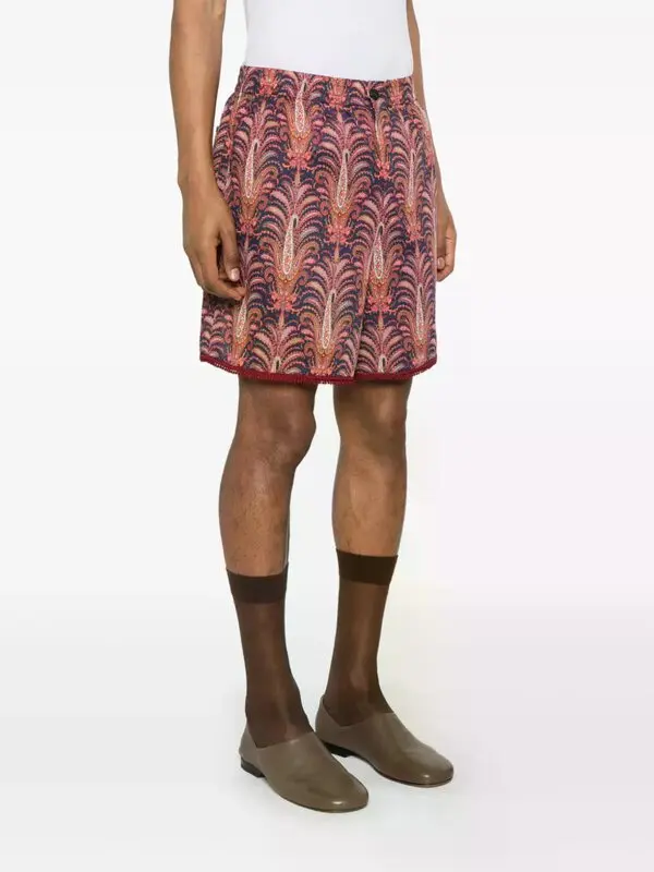 Valentino Garavani Voyage Imaginaire Print Cotton Muslin Bermuda Shorts With Passementerie Trims