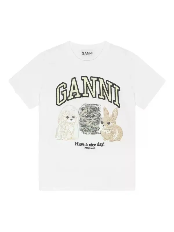 GANNI Logo-print T-shirt - White
