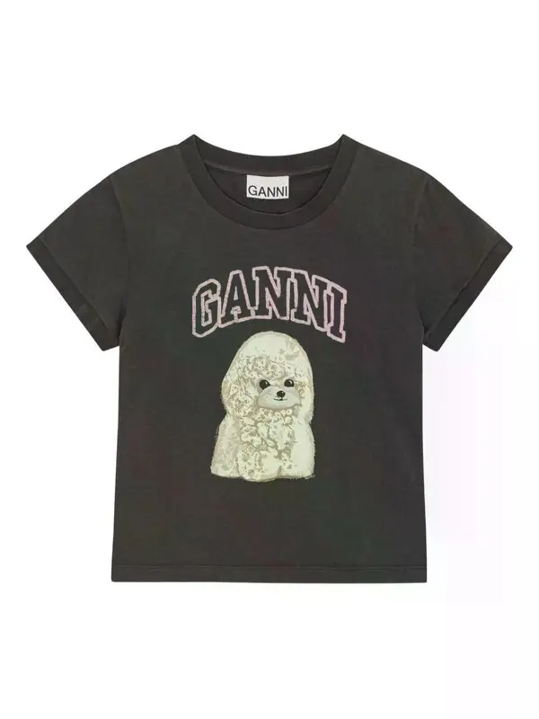 GANNI Logo-print T-shirt - Black