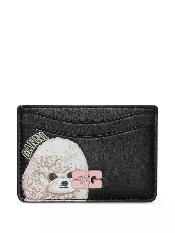 GANNI Dog-print Cardholder - Black