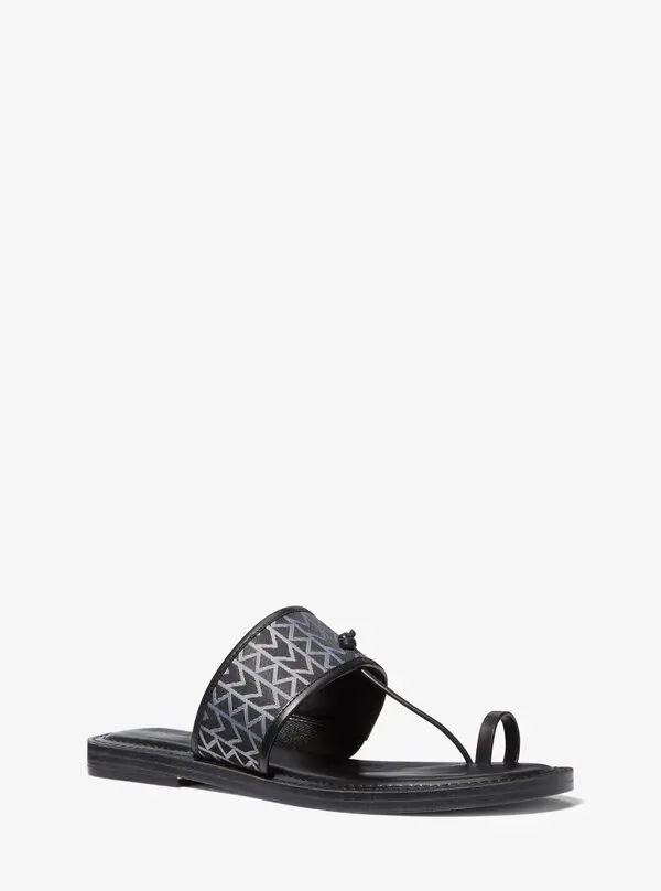 Michael Kors Ashtin Mk2000 Logo Jacquard Sandal - Black