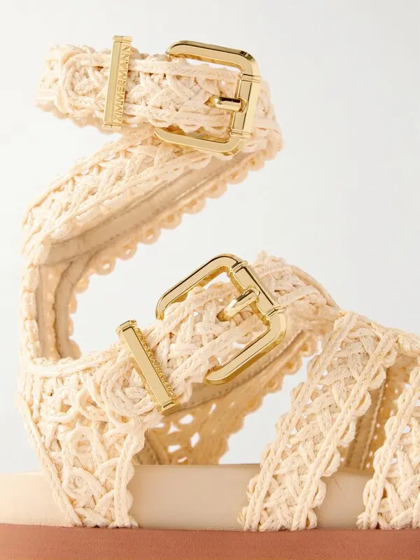 Zimmermann Gleam Buckle-embellished Raffia Sandals
