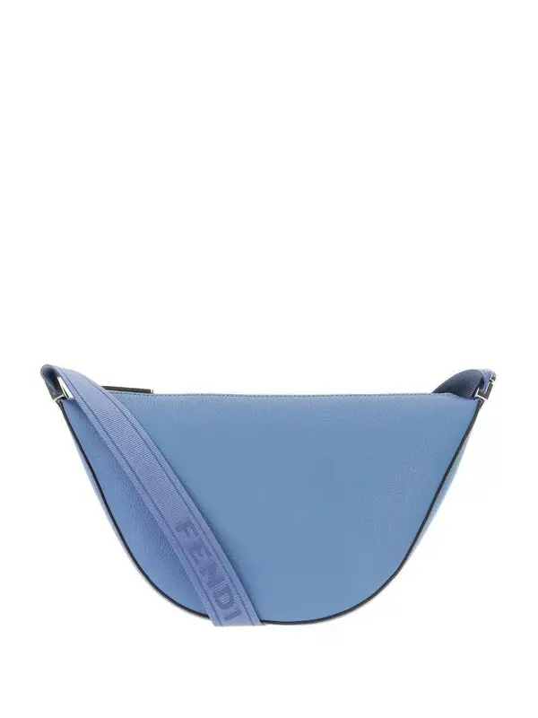 Fendi Curved Leather Shoulder Bag - Blue