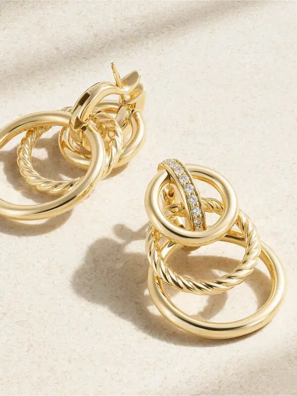 David Yurman Dy Mercer Diamond Hoop Earrings