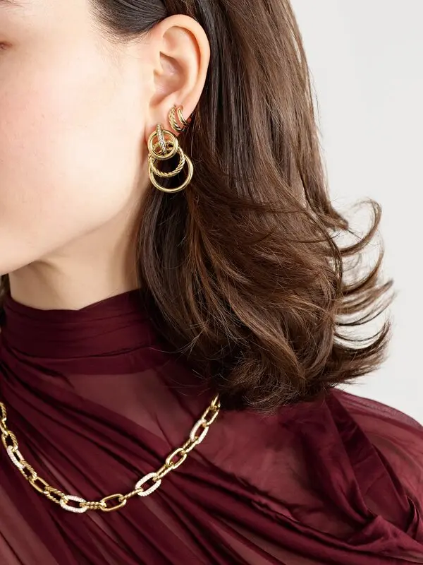 David Yurman Dy Mercer Diamond Hoop Earrings