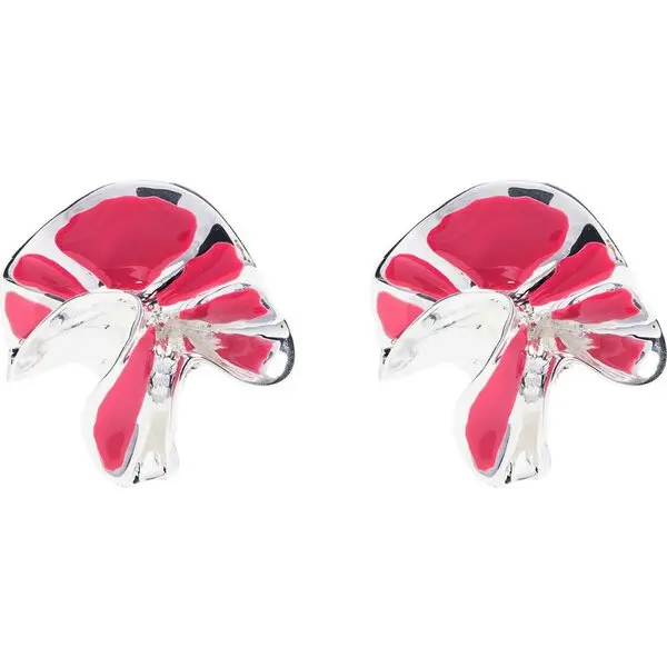 STERLING KING Delphinium Enamel Stud Earrings - Silver And Fuchsia