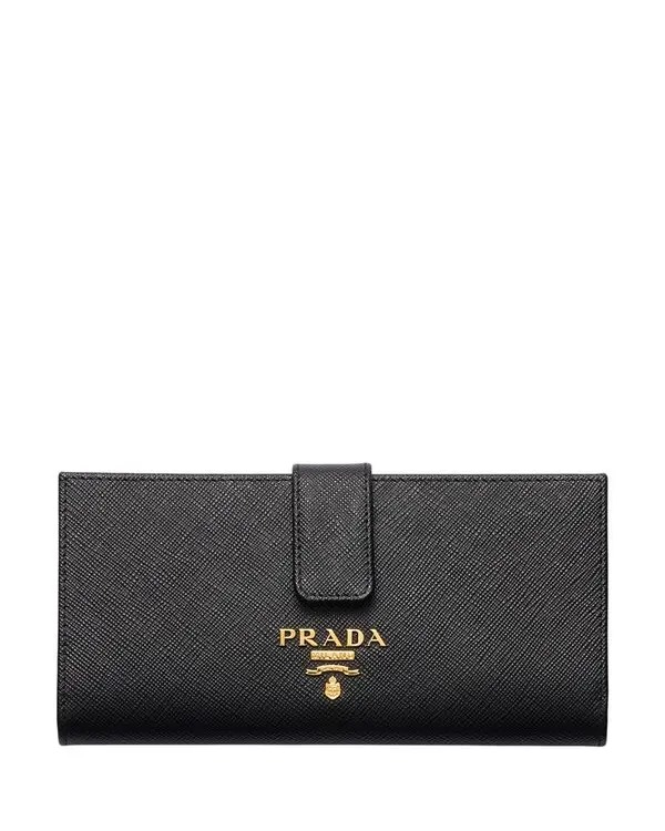 Prada Large Saffiano Leather Wallet - Black