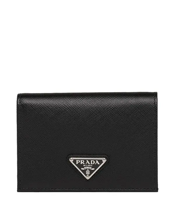 Prada Small Saffiano Leather Wallet - Black/silver