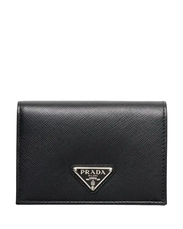 Prada Small Saffiano Leather Wallet - Black/silver
