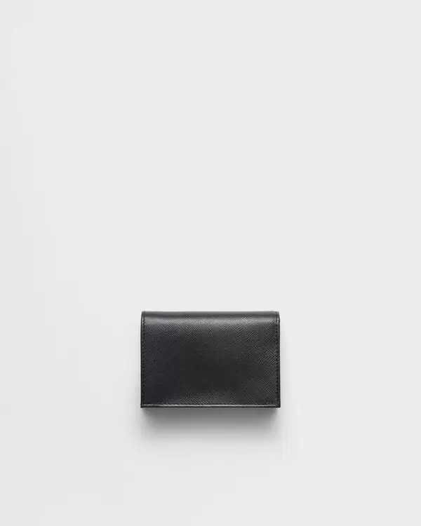 Prada Small Saffiano Leather Wallet - Black/silver